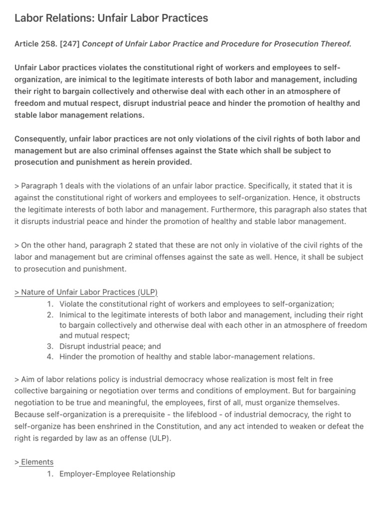 Labor Relations Unfair Labor Practices | PDF | Collective Bargaining ...
