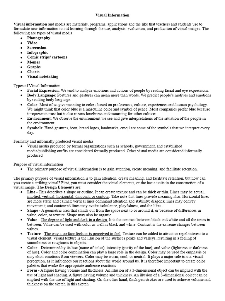 Visual Information | PDF | Composition (Visual Arts) | Color