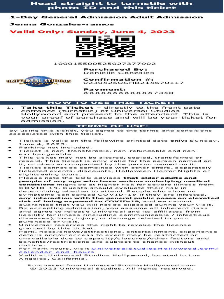 Ticket Order 0230425 USHB214670117 | PDF | Ticket (Admission) | Risk