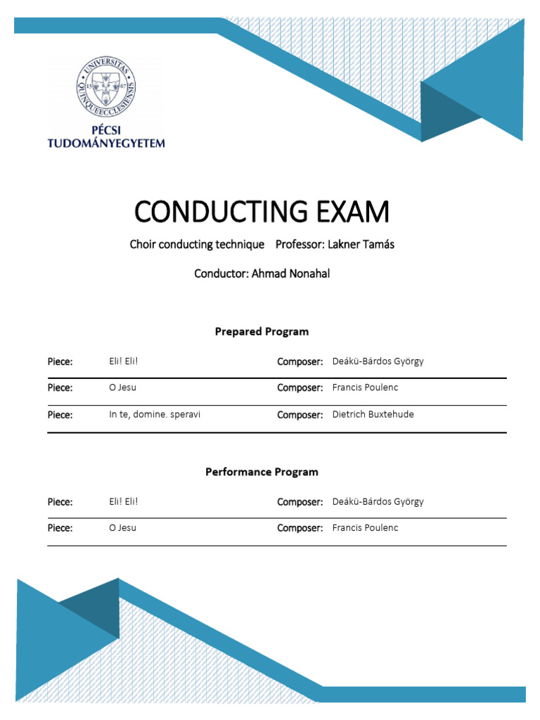 Choir Conducting Exam Program | PDF | Foreign Language Studies | Art