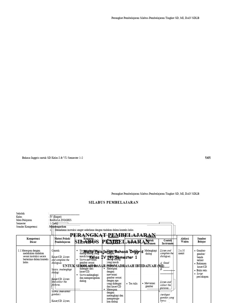 Silabus Inggris | PDF