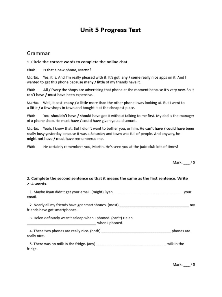 Unit 5 Progress Test | Download Free PDF | Space