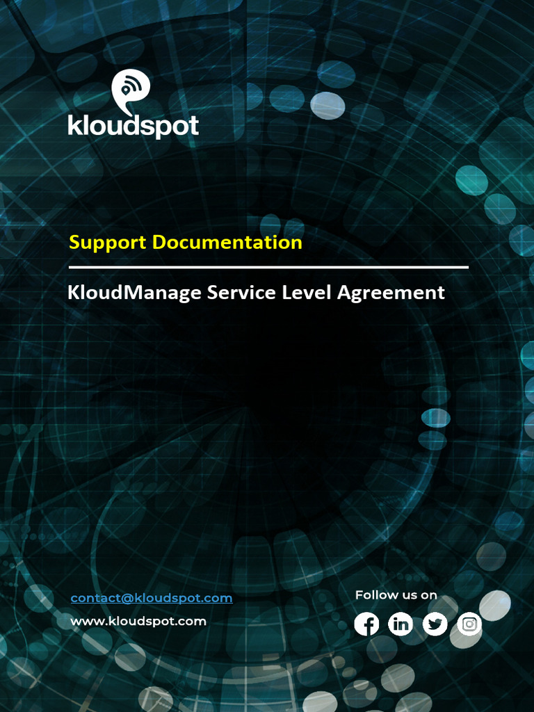 The Kloudspot KloudManage Service Level Agreement V3.1 | PDF | Service Level Agreement | Amazon ...