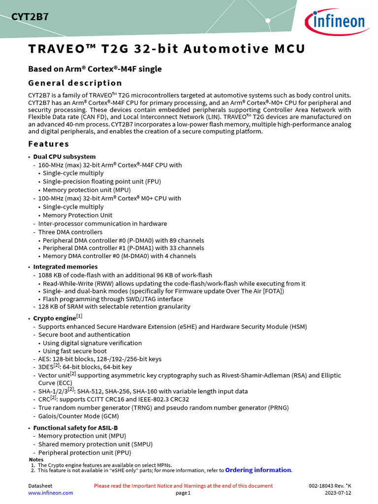 Infineon-Traveo II CYT2B7 Series-DataSheet-v11 | PDF | Microcontroller ...