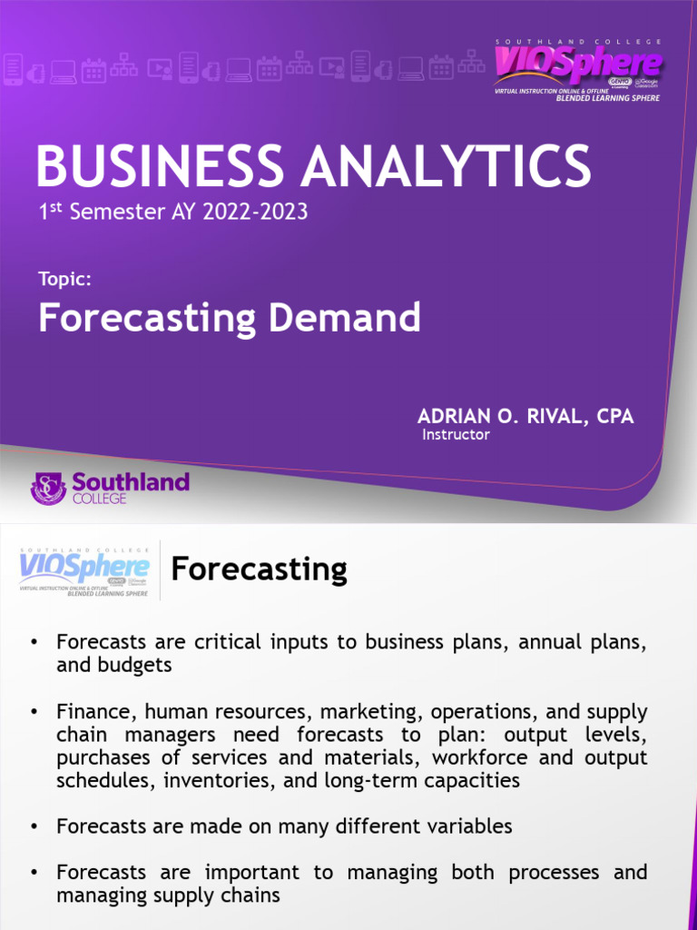 Forecasting Demand - SC PPT - 1st Sem 22-23 | PDF | Errors And ...