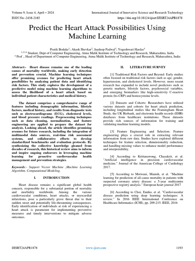 Predict The Heart Attack Possibilities Using Machine Learning | PDF ...