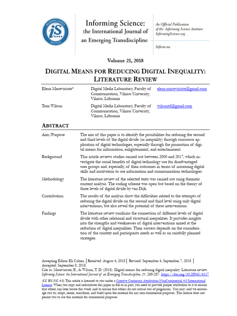 D M R D I: L R: Volume 21, 2018 Igital Eans For Educing Igital ...