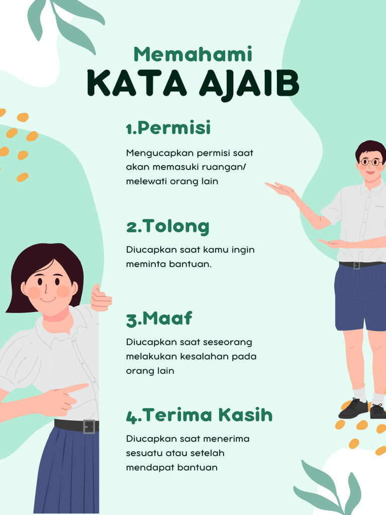 Hijau Ilustrasi Memahami Kata Ajaib Poster Ruang Kelas | PDF