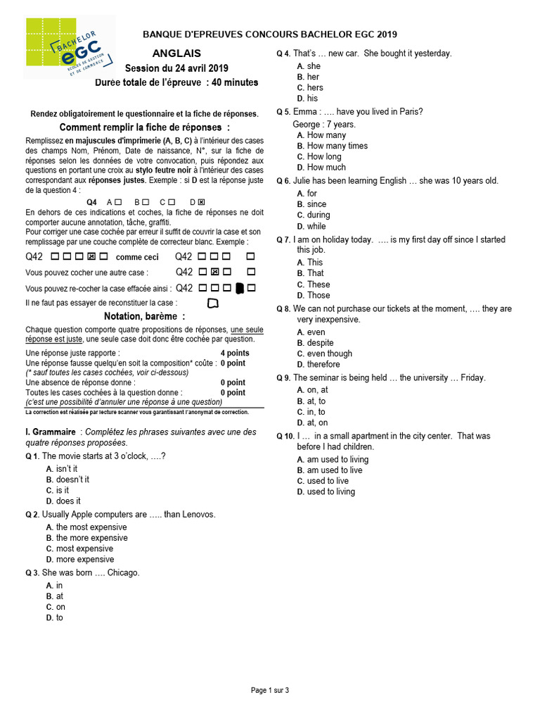 Test Anglais 2019 S2 | PDF | Parachute | Parachuting