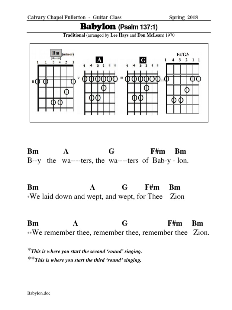 (By The Waters Of) "Babylon" by Don McLean (Guitar Class) | PDF