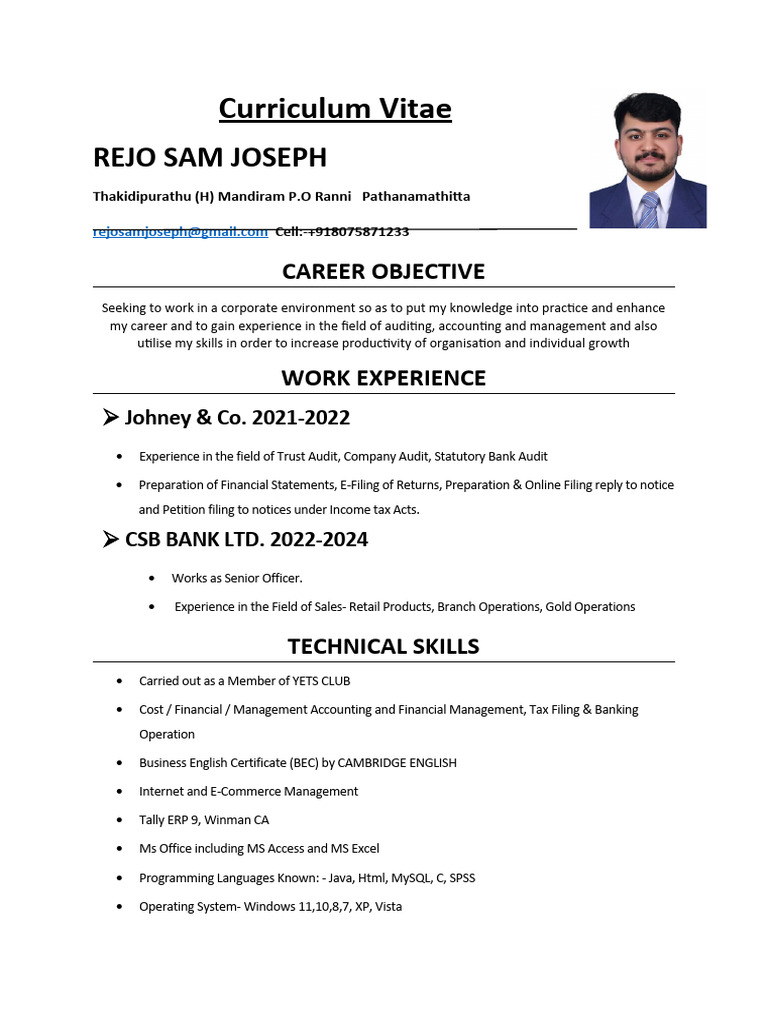 Curriculum Vitae REJO | PDF | Audit | Accounting