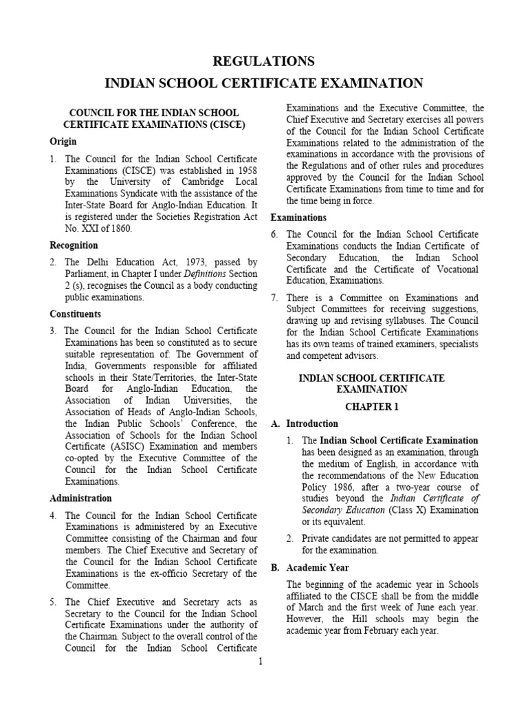 ISC Regulations - 25 | PDF | Science