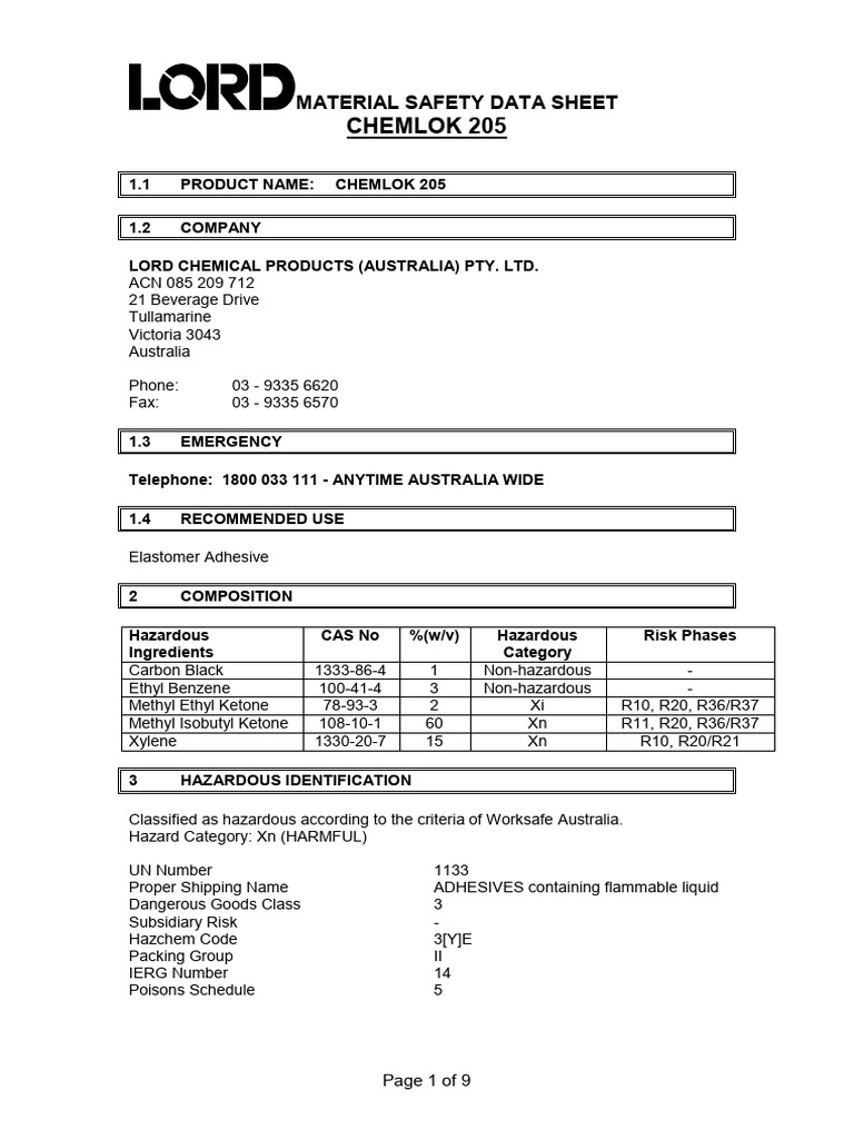 MSDS | PDF | Combustion | Chlorine