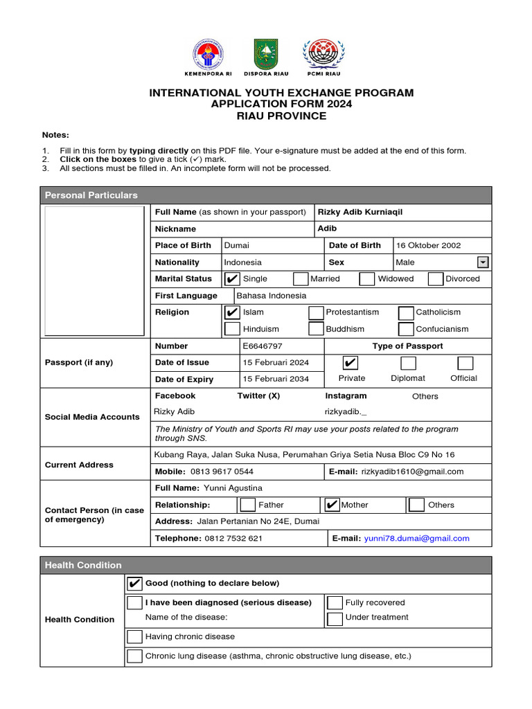 PPAN Riau 2024 - Application Form | PDF