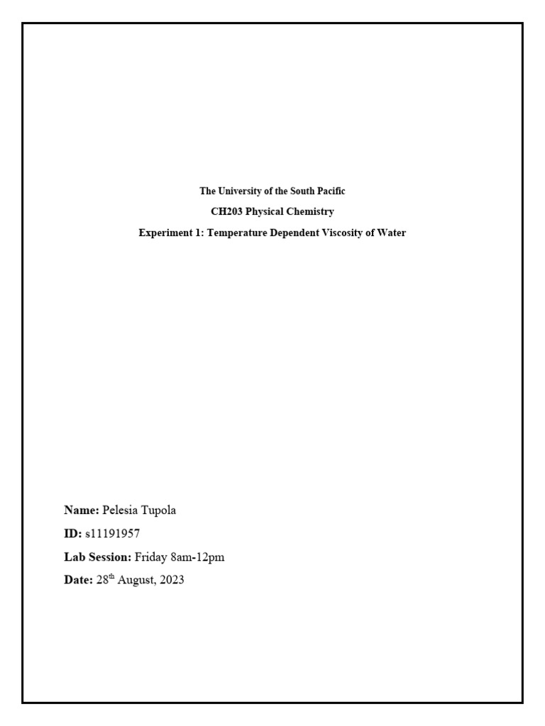 CH203 - Lab Report | PDF | Viscosity | Liquids