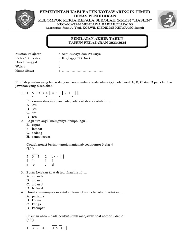 Soal SBDP PAS Semester 2 | PDF | Griya & Taman | Seni
