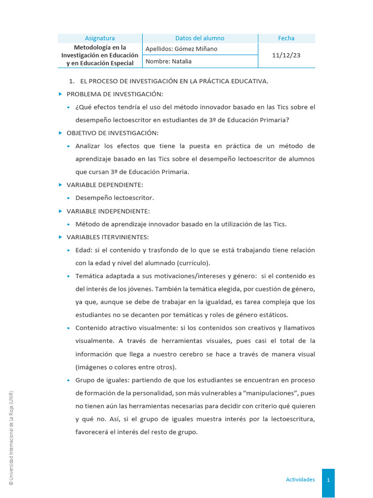 Proceso Investigación - PRACTICA 1 METODOLOGÍA | Descargar gratis PDF | Muestreo (Estadísticas ...