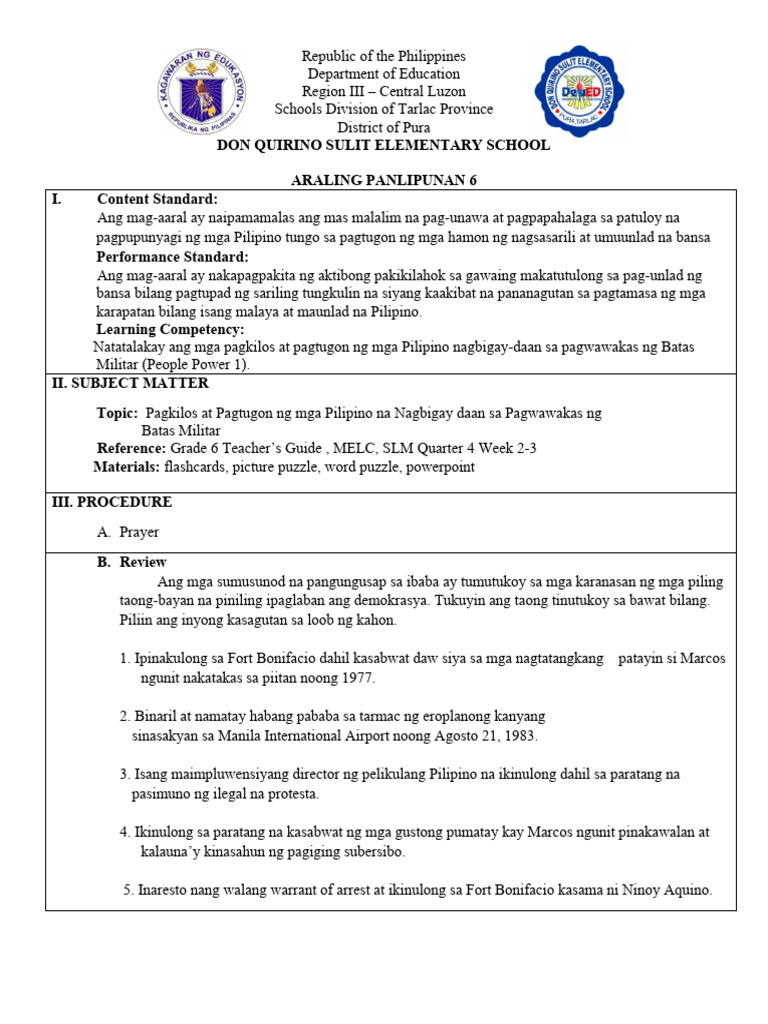 COT Lesson Plan Q42022 | PDF