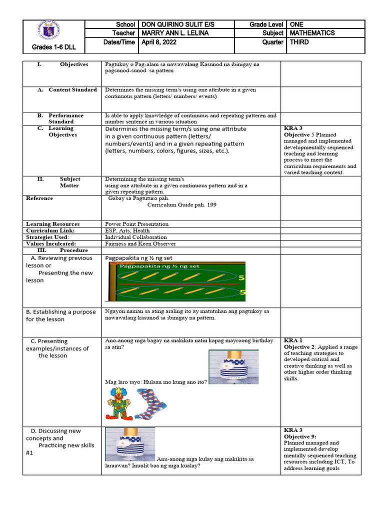 Cot Dll 3rd Quarter | PDF | Curriculum | Learning