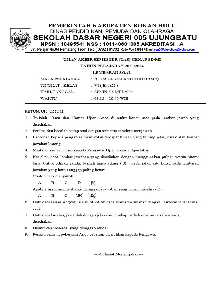 Kop Soal Ujian | PDF