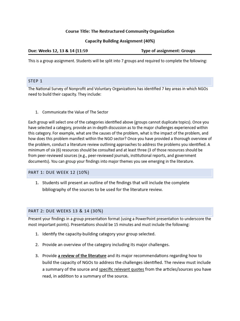 NGO Capacity Building Group Project | PDF | Non Governmental Organization
