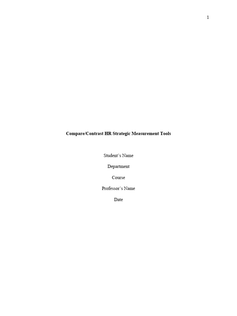 Compar-Contrast HR Strategic Measurement Tools | PDF | Return On Investment | Investing