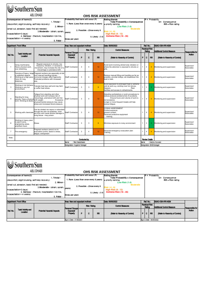 Risk assessment sheet - new and expectant mothers | PDF | Risk | Safety