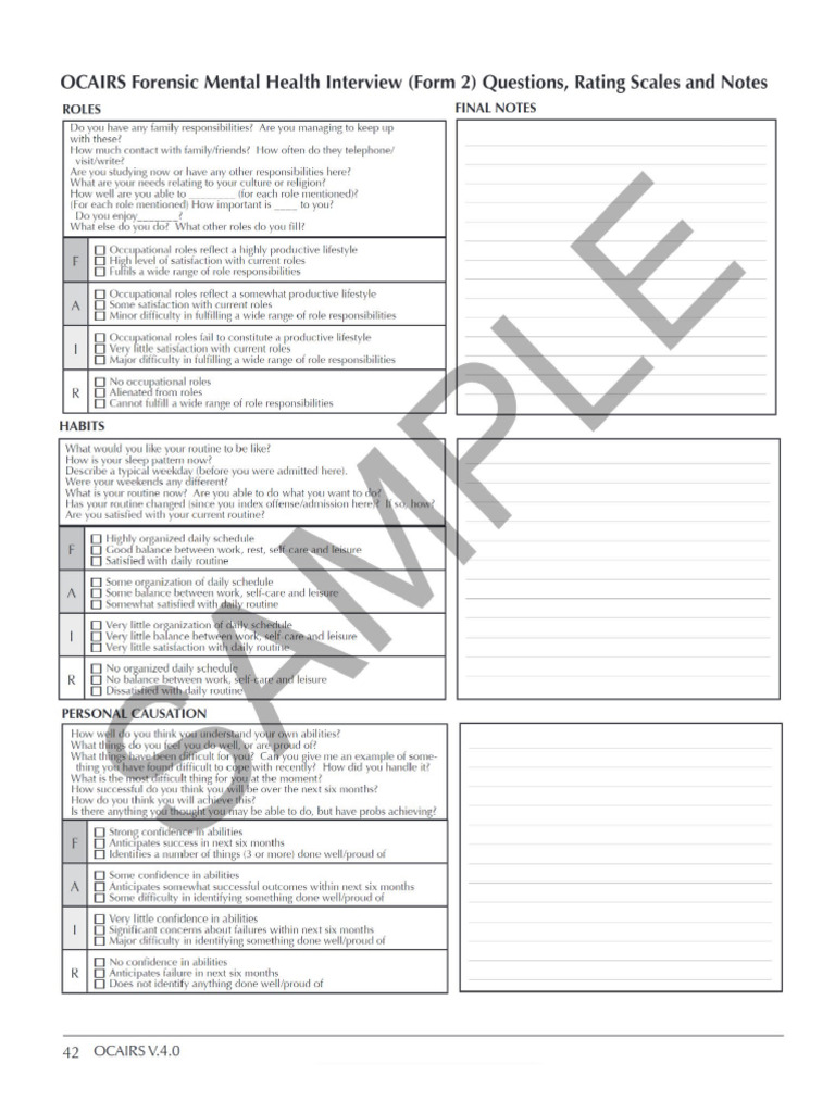 THE OCCUPATIONAL CIRCUMSTANCES ASSESSMENT INTERVIEW AND RATING SCALE ...