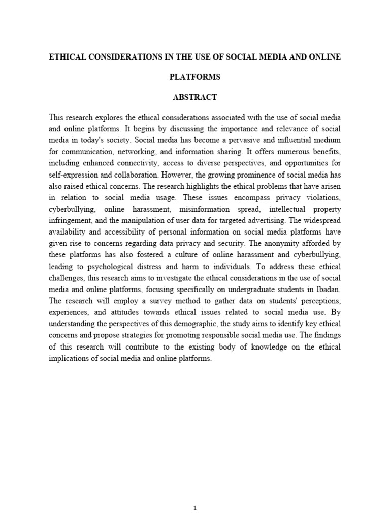 Ethical Considerations in The Use of Social Media and Online Platforms ...