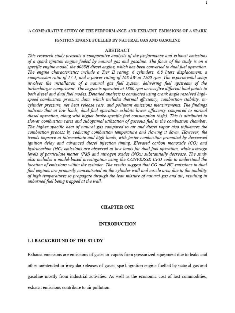 A Comparative Study of The Performance and Exhaust Emissions of A Spark ...
