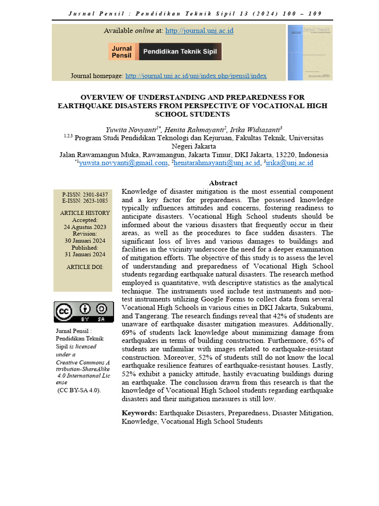 Overview of Understanding and Preparedness for Earthquake Disasters From Perspective of ...