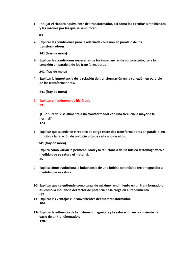 Preguntas Teoria Maquinas 1 | PDF | Transformador | Inductor