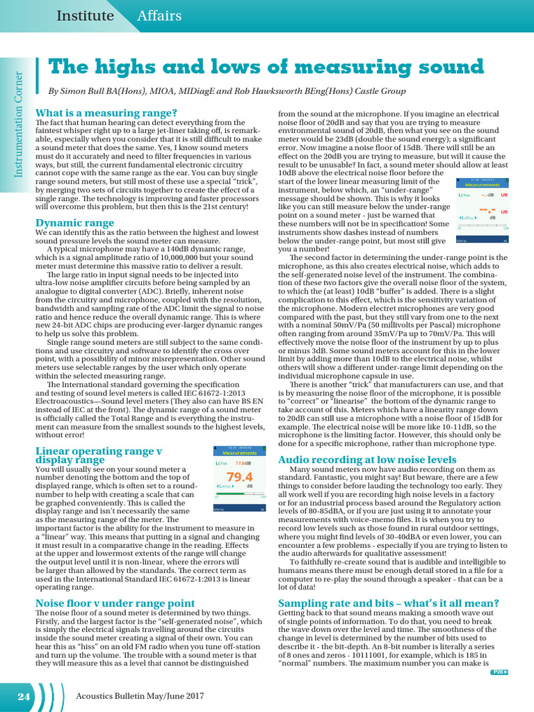 The Highs and Lows of Measuring Sound May-June 2017 | PDF | Analog To Digital Converter | Microphone