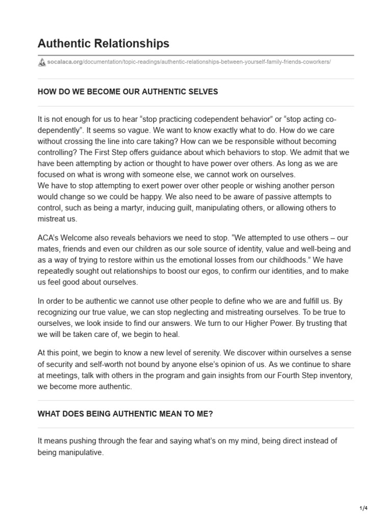 Authentic Relationships and Self-Discovery | PDF | Happiness | Identity ...