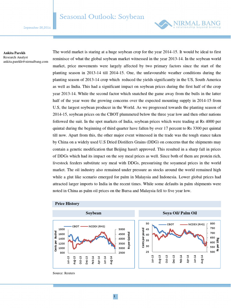 Soybean Seasonal Report 2014-15 | PDF | Soybean | Flour