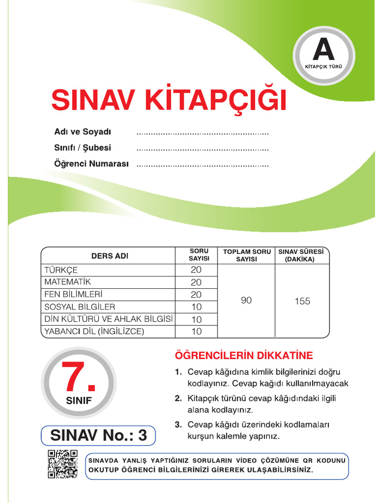 Sinif 3.deneme | PDF