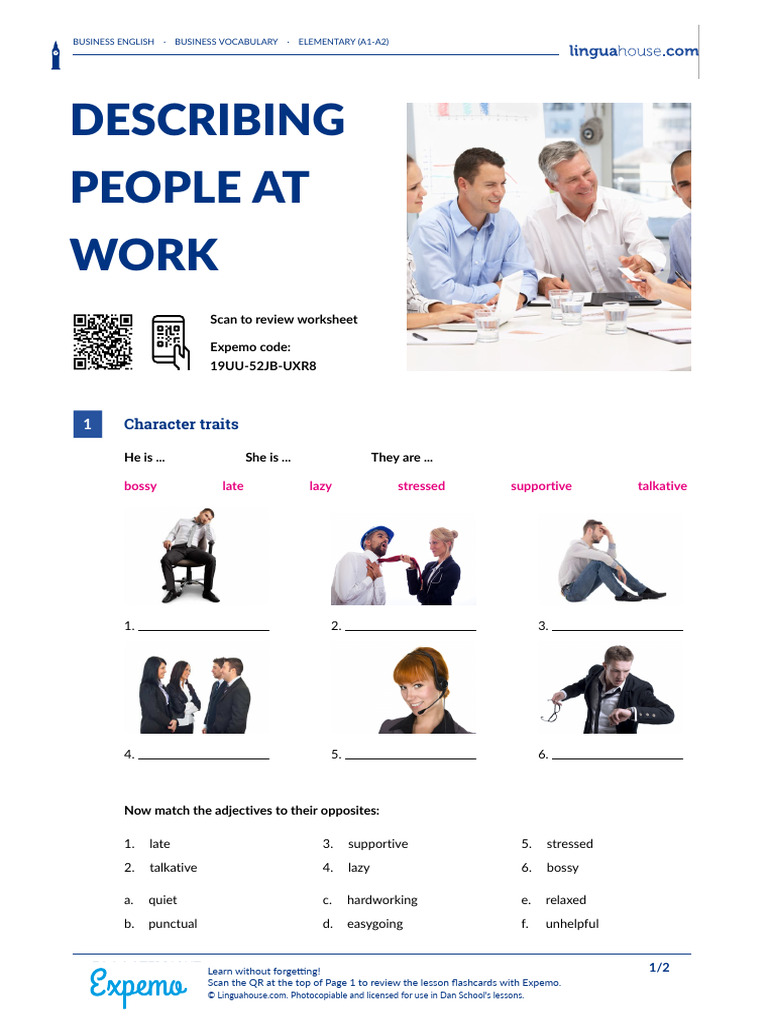 describing-people-at-work-british-english-student | PDF | Syntax ...