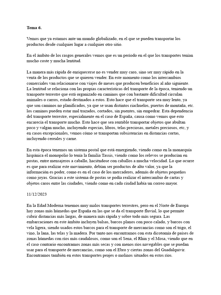 Comercio y transporte en la Edad Moderna | PDF | Comercio | España