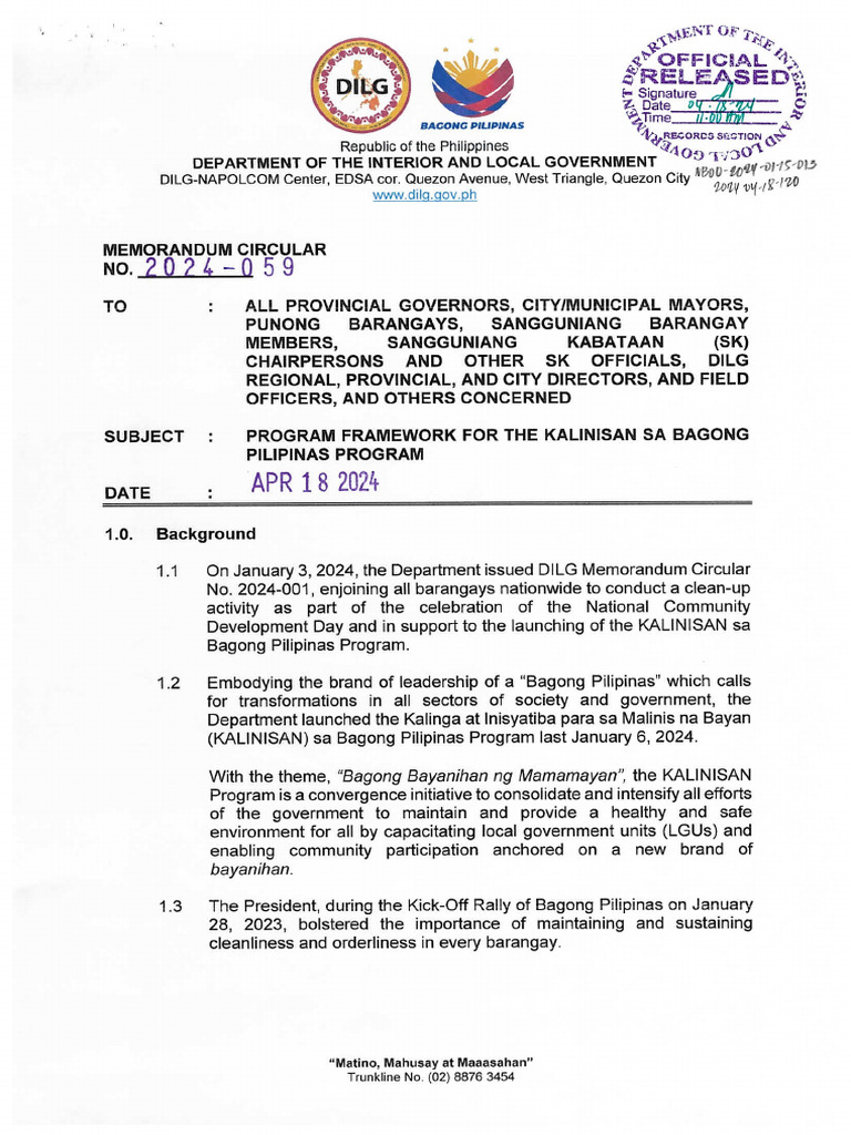 Framework of The Kalinisan Sa Bagong Pilipinas Program | PDF