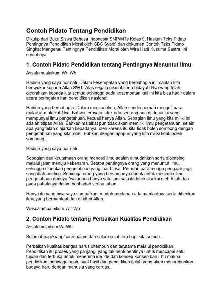 Contoh Pidato Tentang Pendidikan | PDF | Kesehatan Holistik | Gaya Hidup