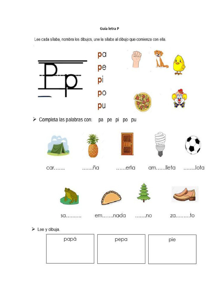 Guía letra P | PDF