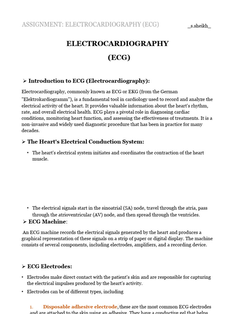 Cardio Assignment On Electrocardiography (ECG) | PDF ...