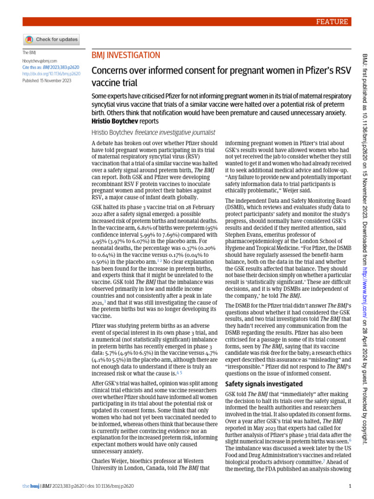 BMJ p2620 Full | PDF | Pfizer | Informed Consent