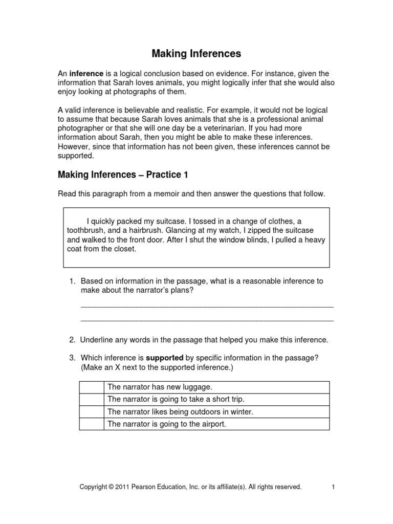 Inference Worksheet | PDF | Inference | Volunteering