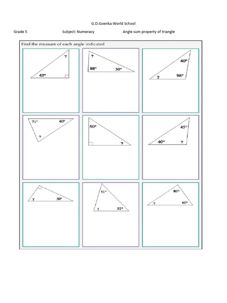 Angle - Sum - Property - Sheet 4 | PDF
