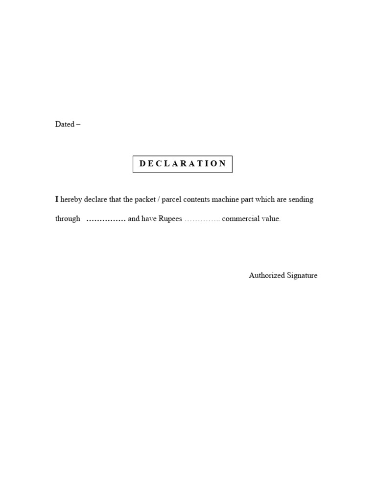Declaration Form For Courier Services | PDF