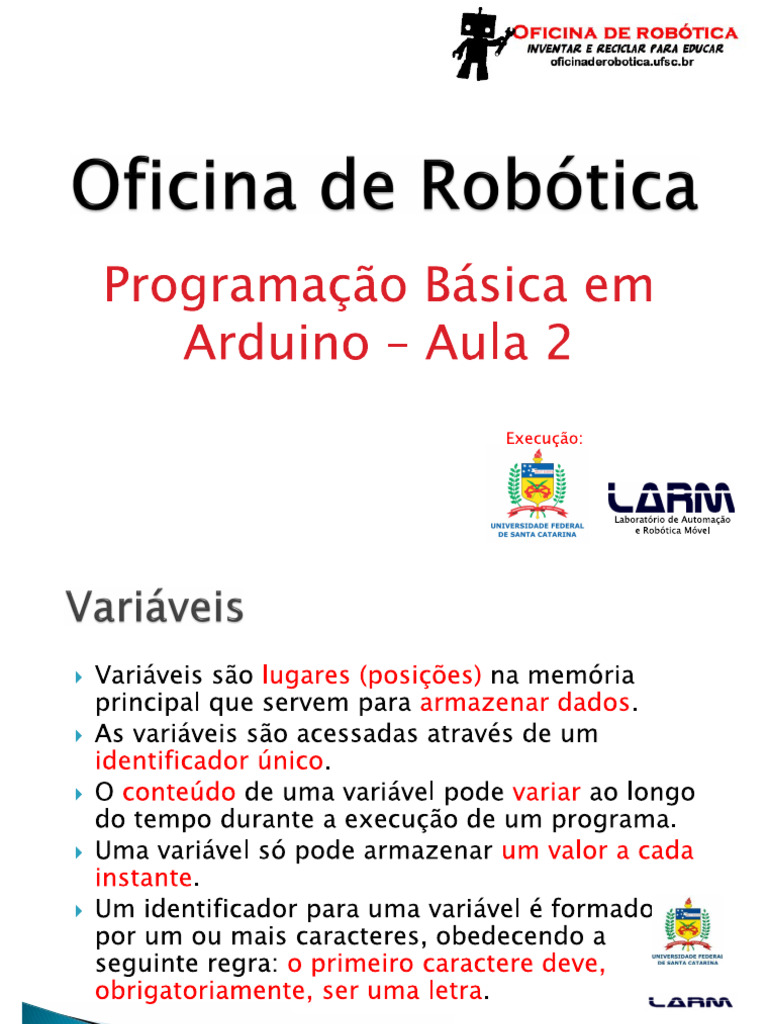 Oficina de Robótica - Arduino Aula 7 | PDF