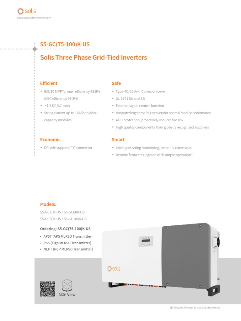 Solis_datasheet_S5-GC(75-100)K-US_USA | PDF | Computer Engineering | Electrical Engineering