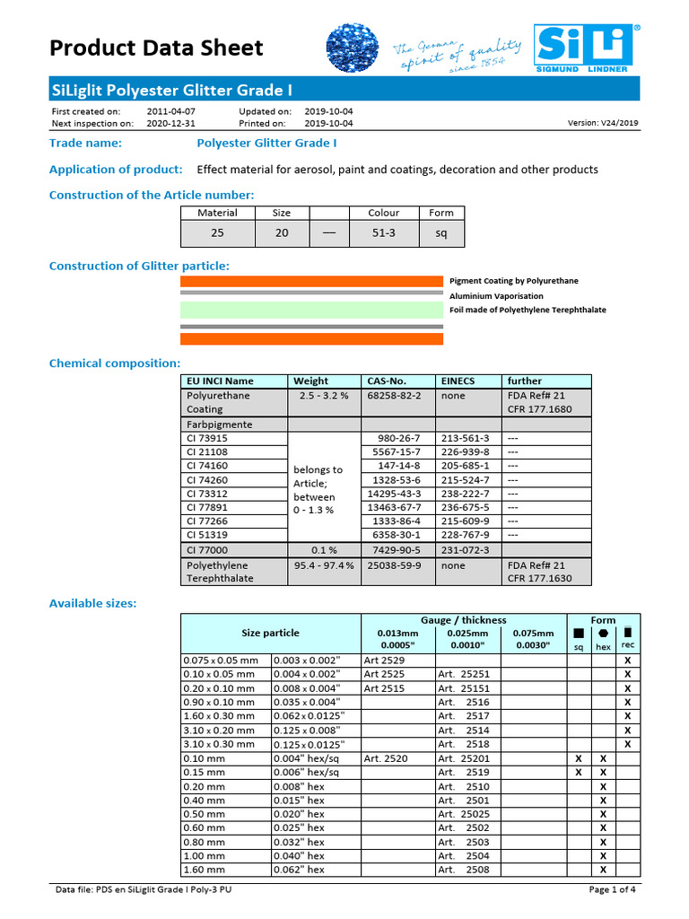 PDS SiLiglit - Grade - I | PDF | Materials