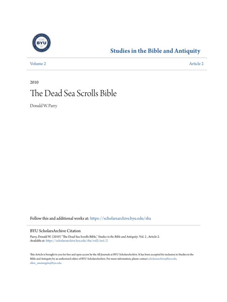 The Dead Sea Scrolls Bible Overview | PDF | Hebrew Bible | Dead Sea Scrolls